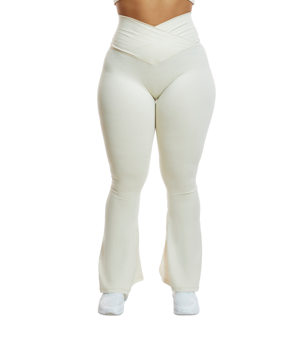 CINCHED CROSS OVER FLARE LEGGINGS CINCHED CROSS OVER FLARE LEGGINGS
